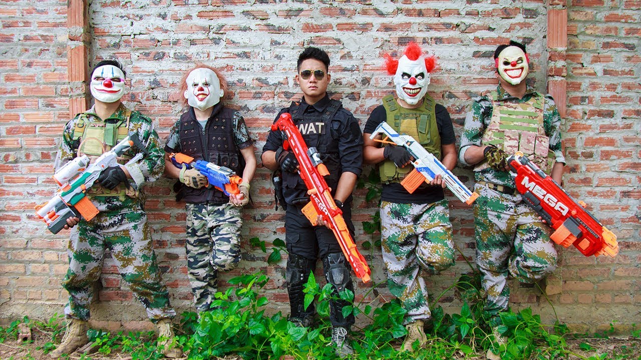NERF WAR : Special Police SWAT Nerf Guns Fight Attack Bandits Mask ...