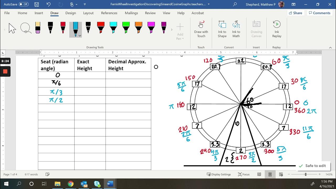 Ferris wheel, Graphing Sin and Cos - YouTube