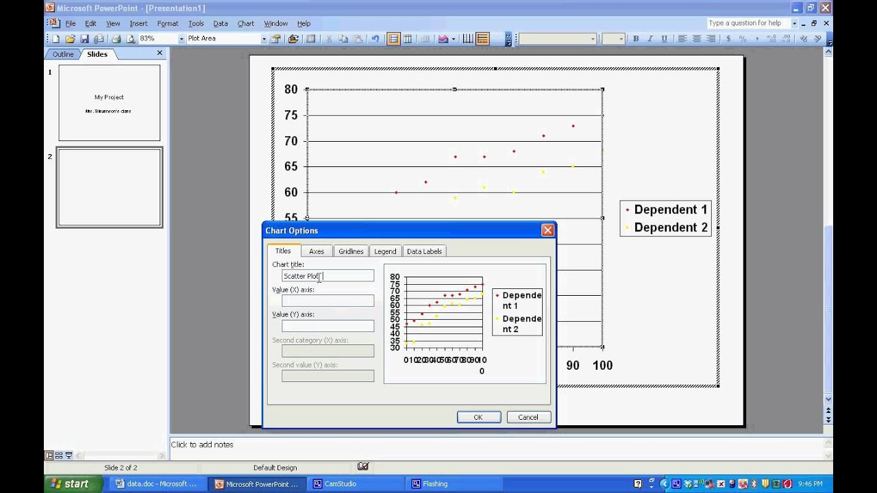 Inserting a scatter plot into PowerPoint - YouTube