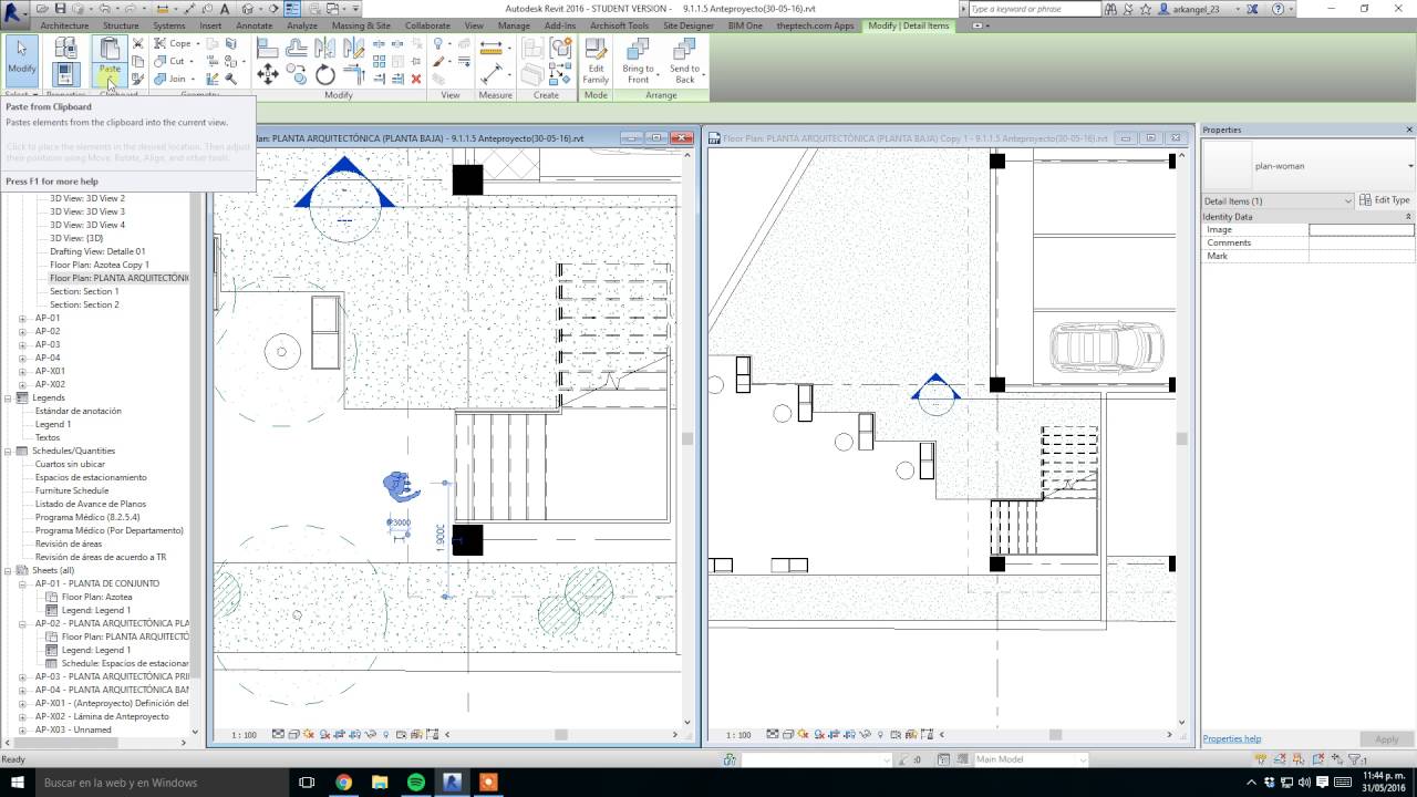 Revit Copiar entre vistas (Copy between views) - YouTube