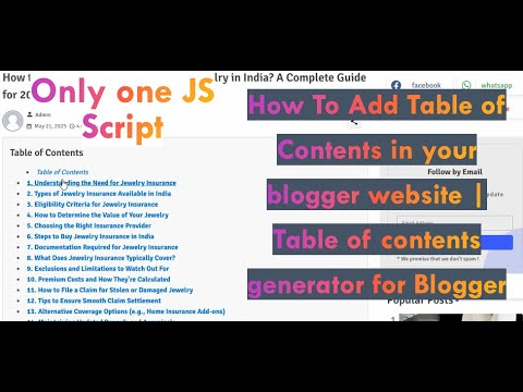 How To Add Table of Contents in your blogger website | Table of contents generator for Blogger ...
