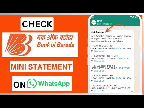Check Bank of Baroda Mini Statement on WhatsApp | Get BOB Account Mini Statement