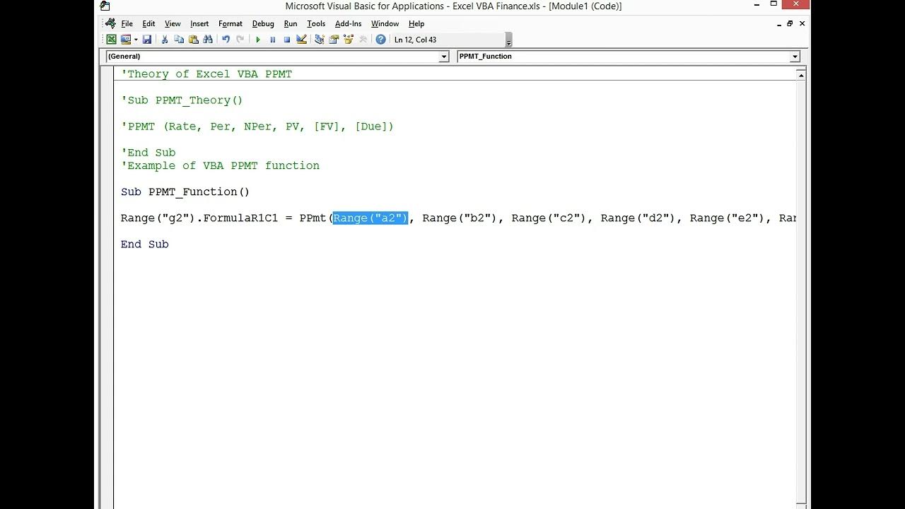 Excel VBA PPMT Financial Formula Excel 2013 vba - YouTube