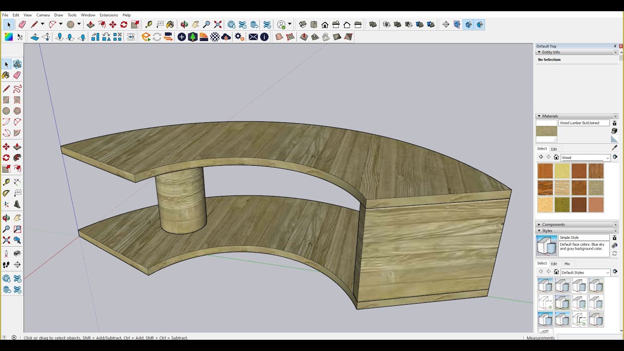 SKETCHUP BEGINNER TUTORIAL HOW TO MAKE A CURVED RUSTIC TABLE - YouTube