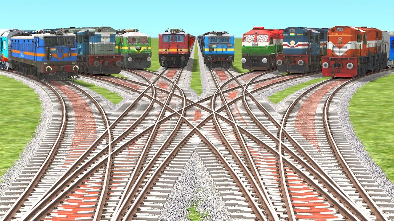 8 TRAINS DIAMOND FORKED RAILROAD TRACKS 🔺TRAIN CROSSING DIAMOND ...