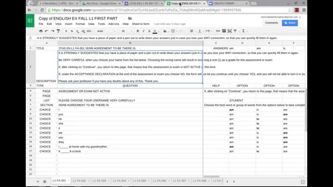 SCRIPT TO CREATE MANY GOOGLE FORMS FROM ONE GOOGLE SPREADSHEET - YouTube