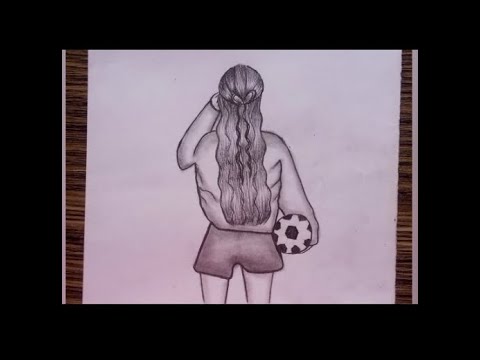 How to draw a Girl with ball - YouTube
