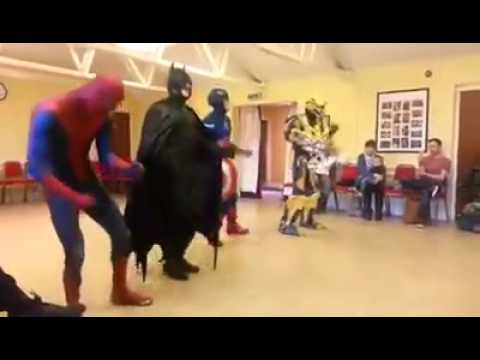 Superheroes dancing to UP TOWN FUNK - YouTube