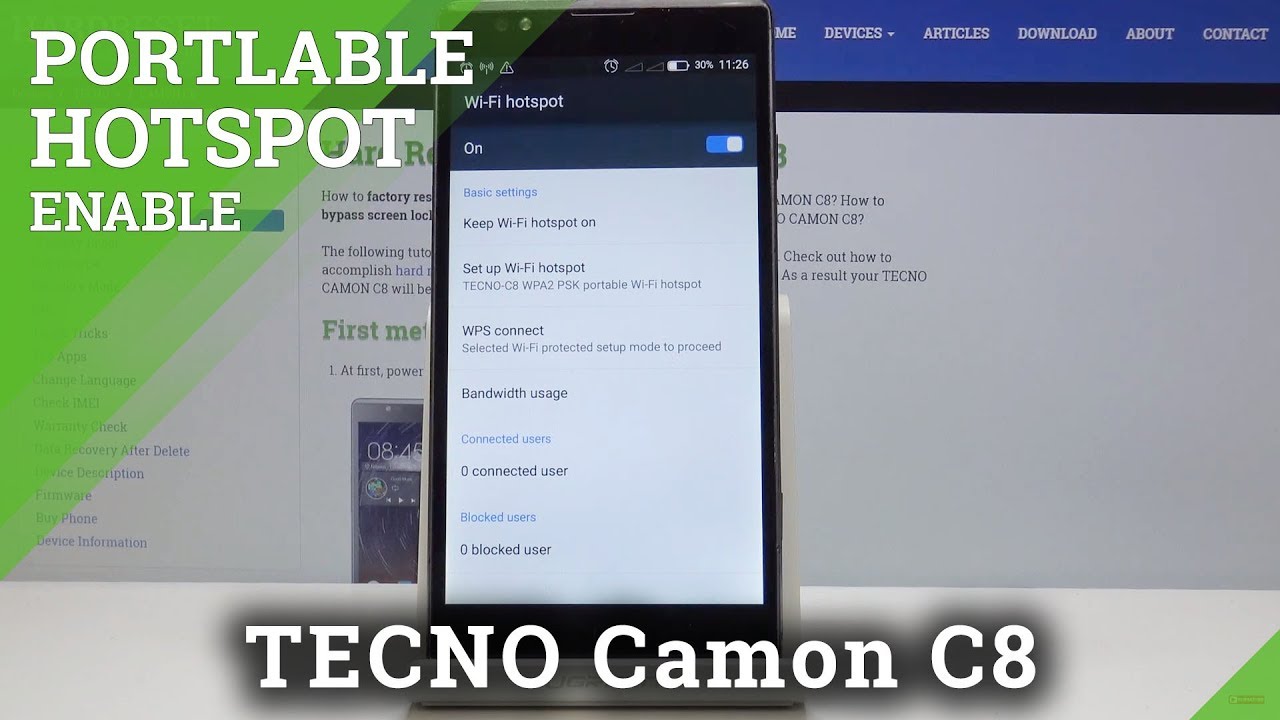 How to Enable Portable Hotspot in TECNO Camon C8 - Share Wi-Fi - YouTube