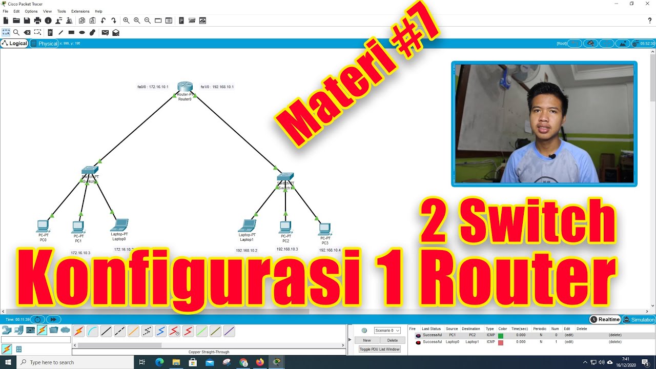 Materi#7 - Konfigurasi 1 Router Dengan 2 Switch di Cisco Packet Tracer ...