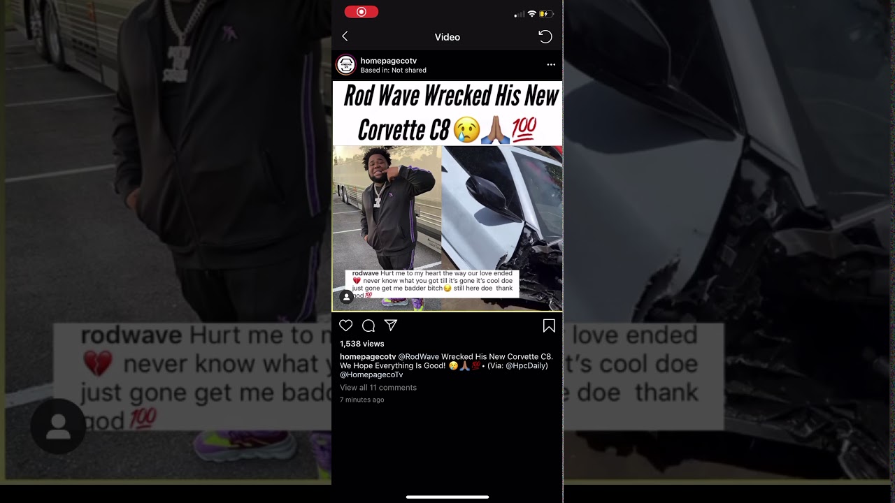 rod waves crashes his new corvette C8 ..🙏🏾 - YouTube