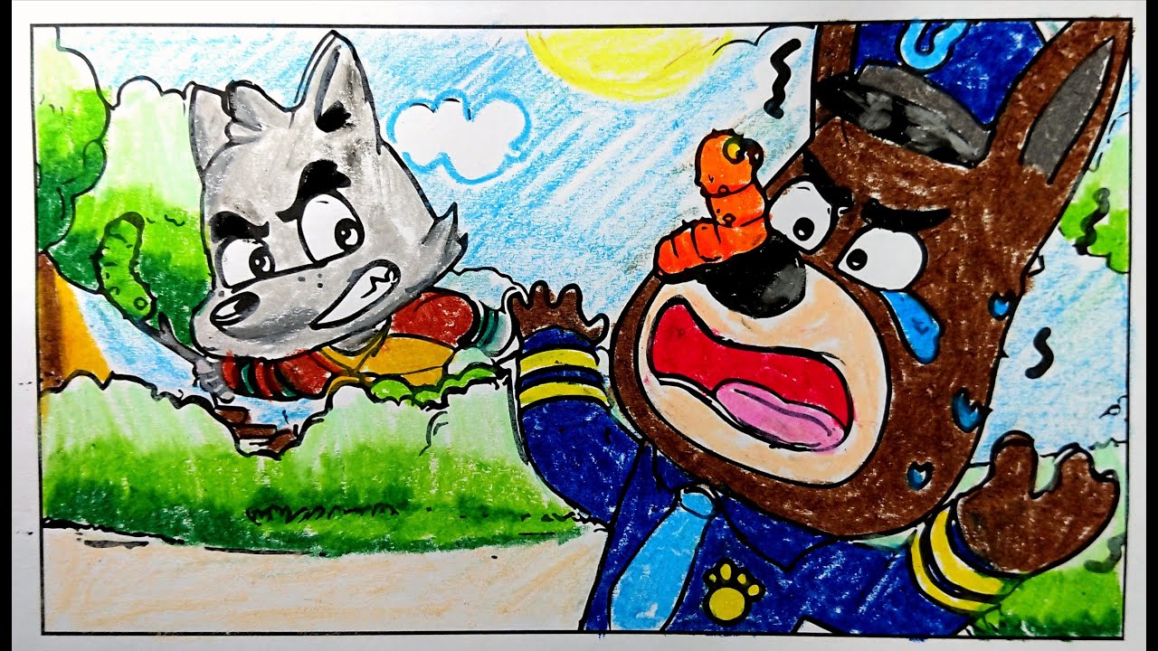 Save Officer Doby from Caterpillars attack! Sheriff Labrador coloring ...