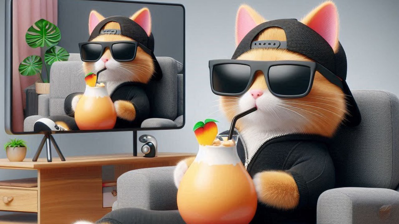 Cat loves Peach Milkshake 🍑 - YouTube