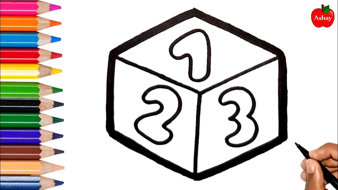How to Draw 123 Cube - Drawing and Coloring for Kids, Toddlers | Ashay ...