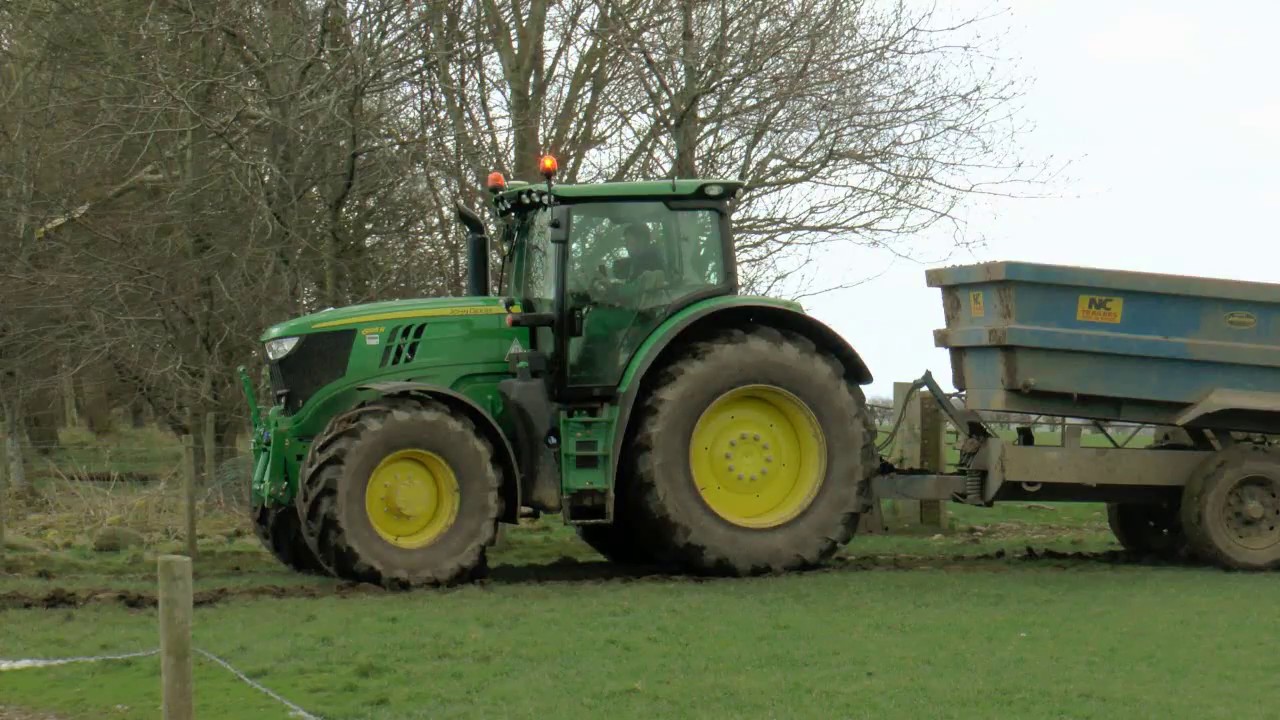 John Deere 6195R Tractor Tipping Spoil. - YouTube