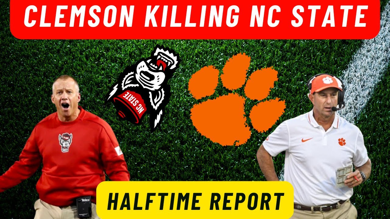 CLEMSON TRASHING NC STATE 45-7 HALFTIME REACTION - YouTube