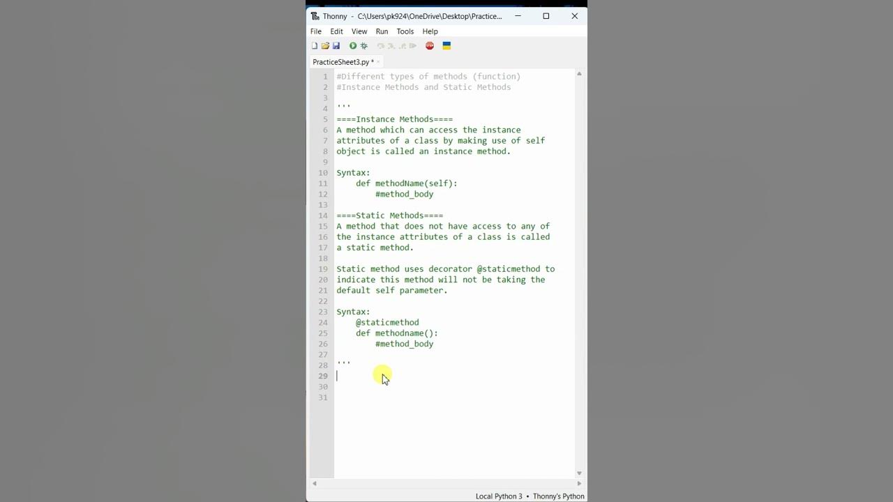 #37- Instance Methods and Static Methods [Part-2] | Advanced Python | Praveen Kumar - YouTube