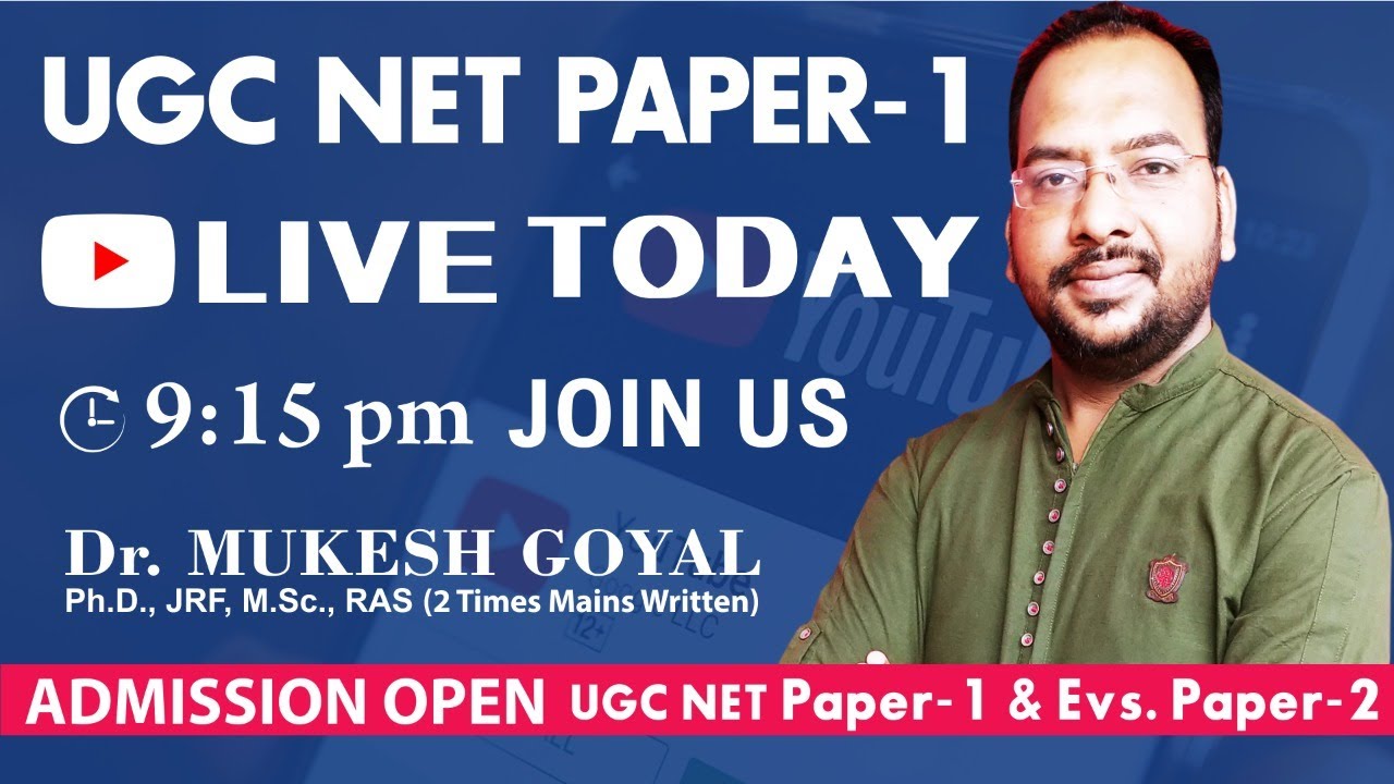 UGC NET PAPER-1 LIVE Discussion II By Dr. Mukesh Goyal - YouTube