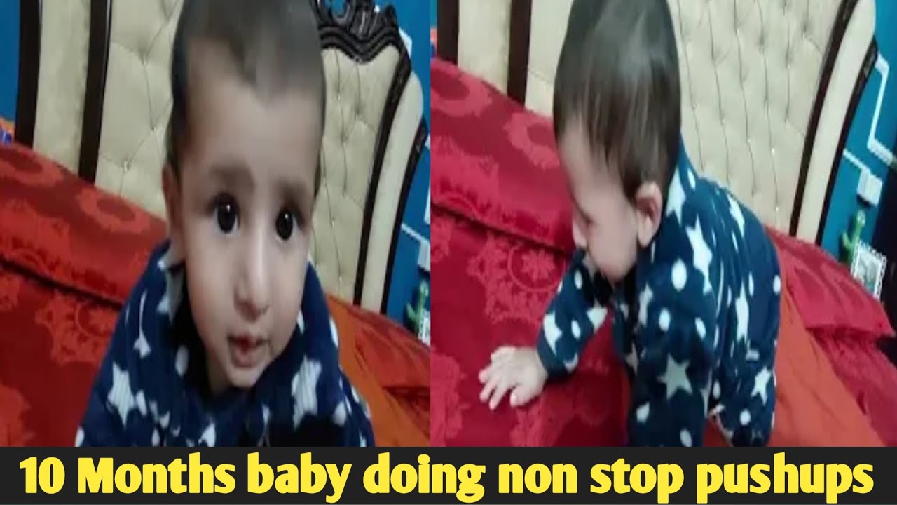 10 months Baby doing pushups // pushup for babies 💕😂 #babydevelopment # ...