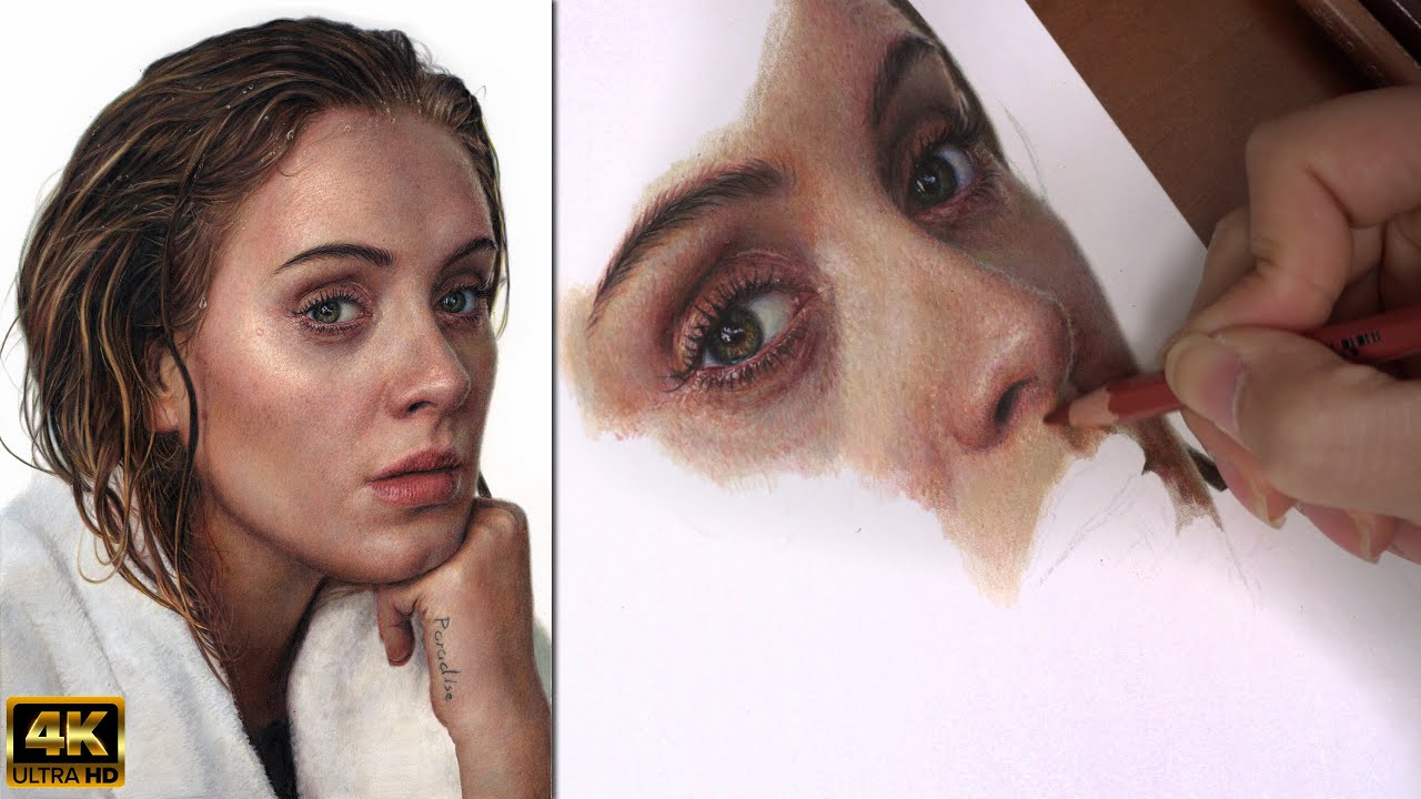Real Time Drawing Adele in Colored Pencil || Part 1 - YouTube