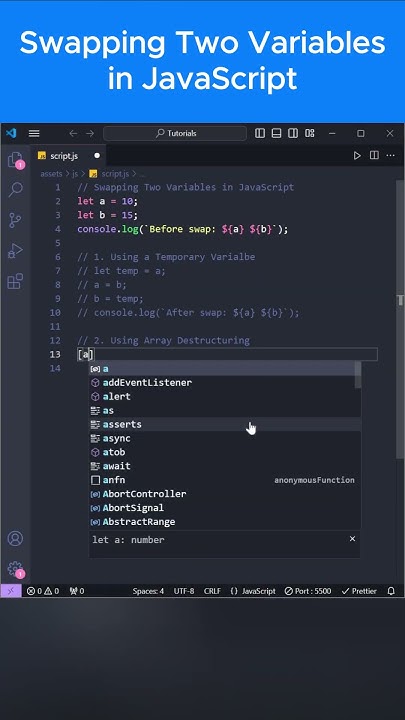 JavaScript Tips ⚡Swap two variables #code #javascript #js #coding #buddy4coding - YouTube