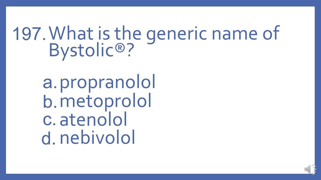 Top 200 Drugs Practice Test Question - What is the generic name of ...