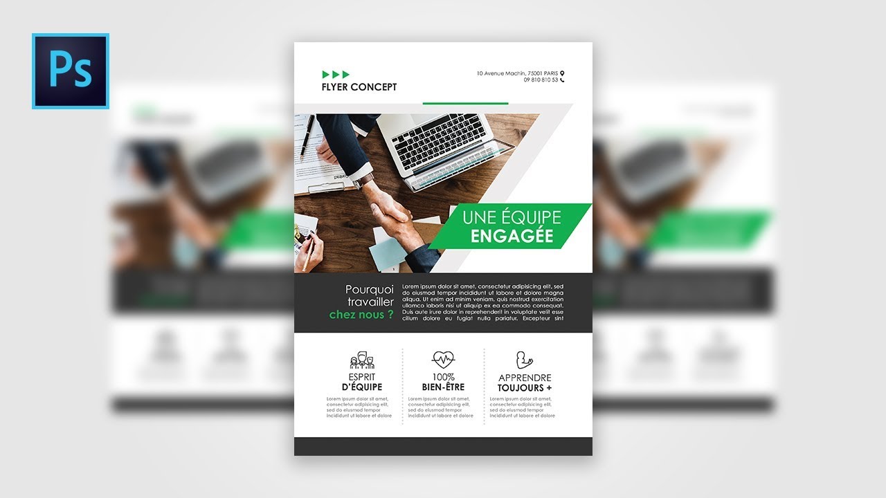 [TUTO PHOTOSHOP] : CRÉER UN FLYER CORPORATE ! - YouTube