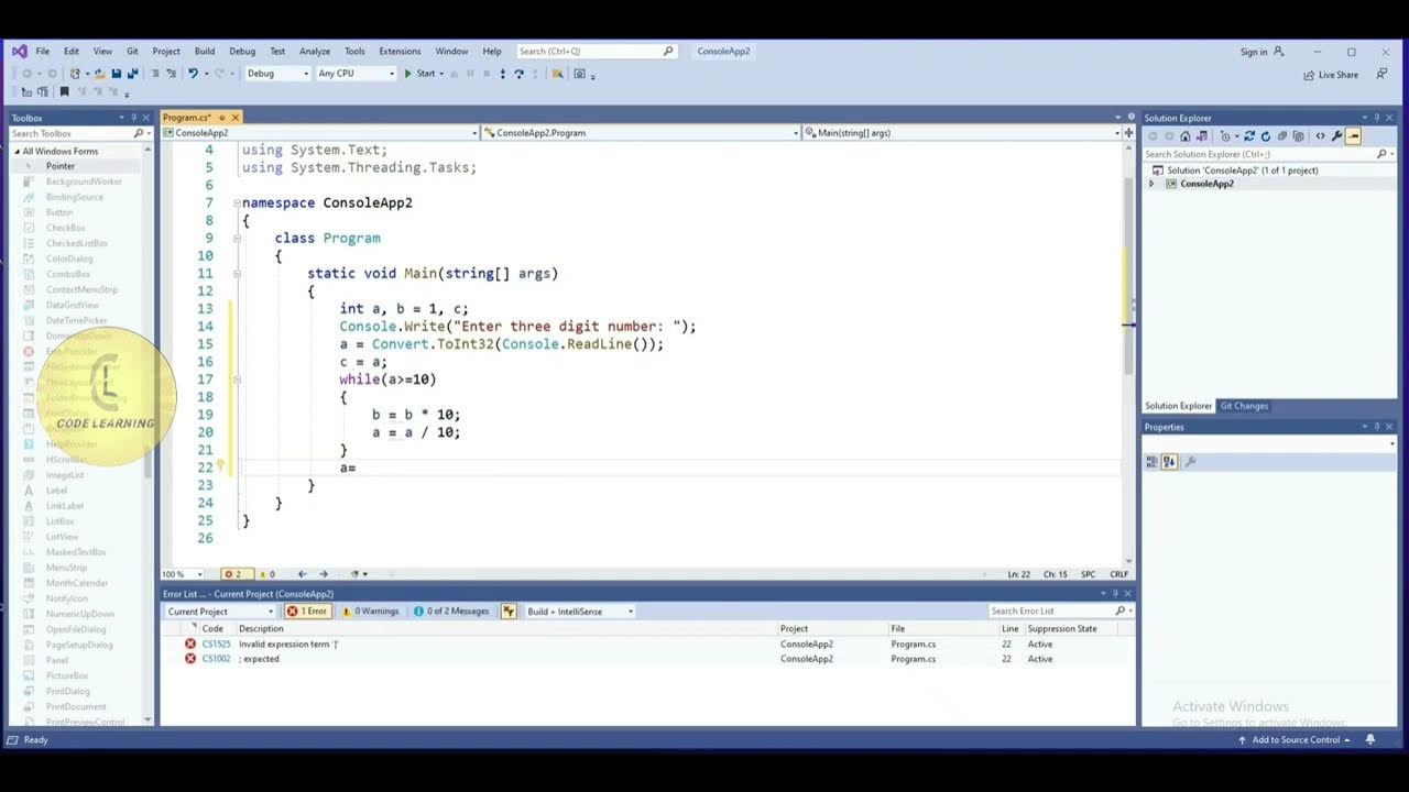 C# | Printing three digit number's each digit separately | CodeLearning ...