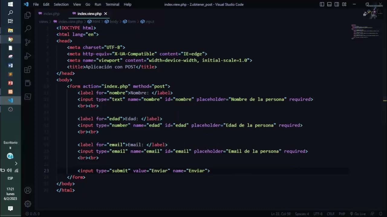 RECIBIR DATOS CON EL METODO POST EN PHP | PROGRAMANDO EN PHP - YouTube