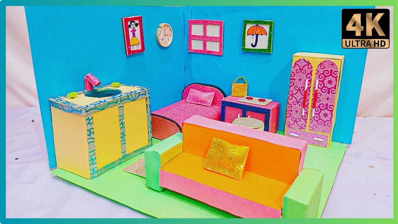 Diy cardboard sky colorful dollhouse #56 | dollhouse sky bedroom diy ...