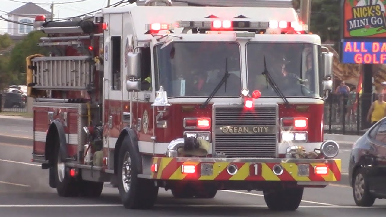 Ocean City Fire Department Engine 1 Responding - YouTube