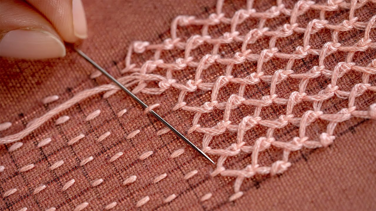 Elegant Embroidery Pattern on Dark Linen Fabric - YouTube