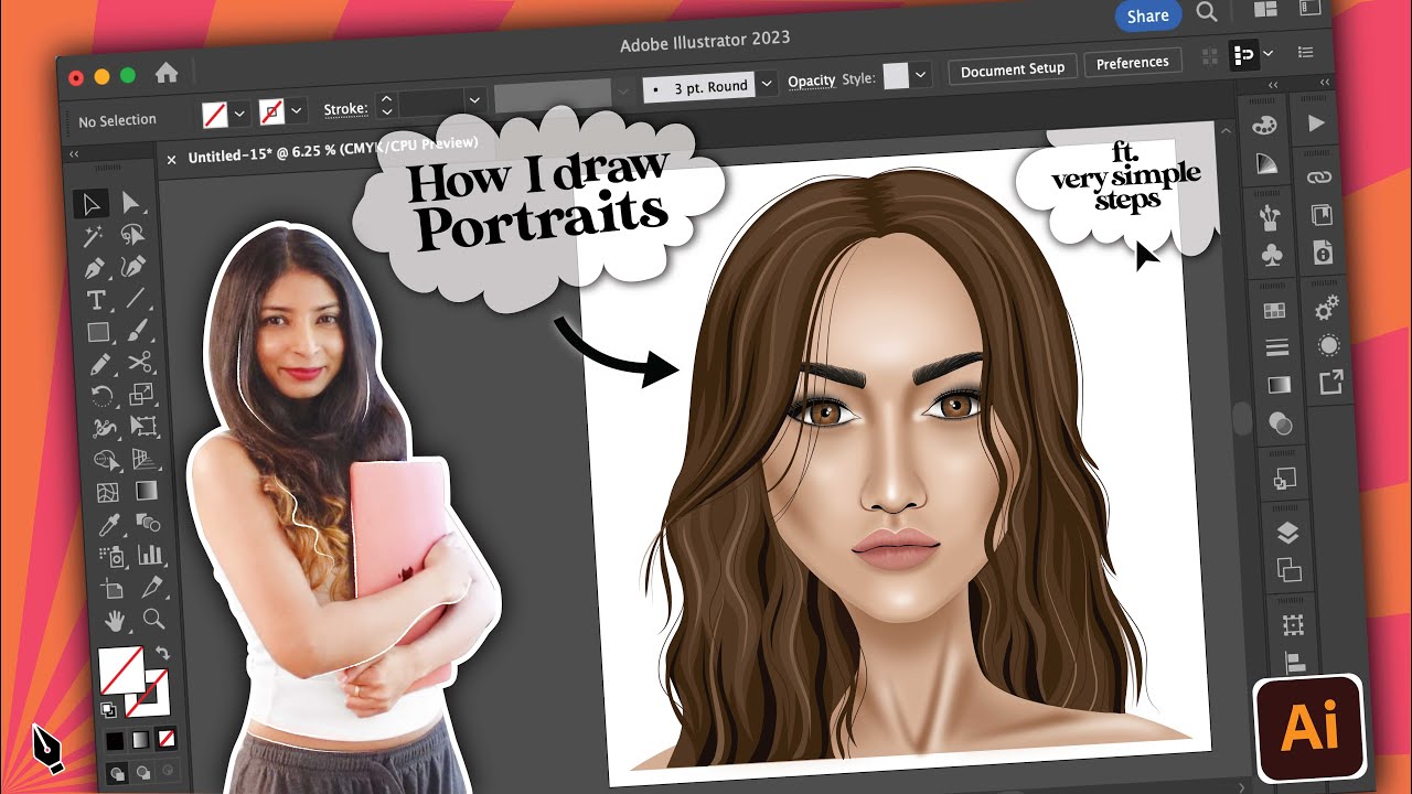 Drawing portraits on Adobe Illustrator (Easy steps + basic tools) - YouTube