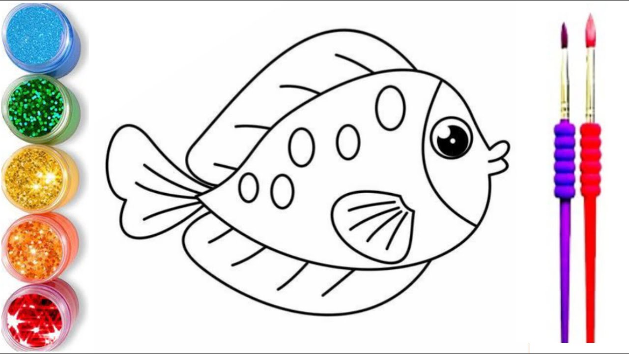 draw and colour a Beautiful Fish for kids and toddlers | Learn to draw ...