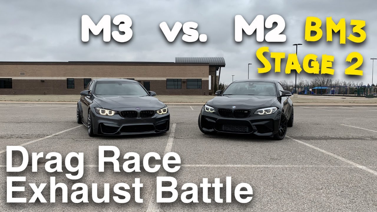Stage 2 BMW M2 vs. BMW M3! Roll Race, Drag Race & Sound Comparison ...