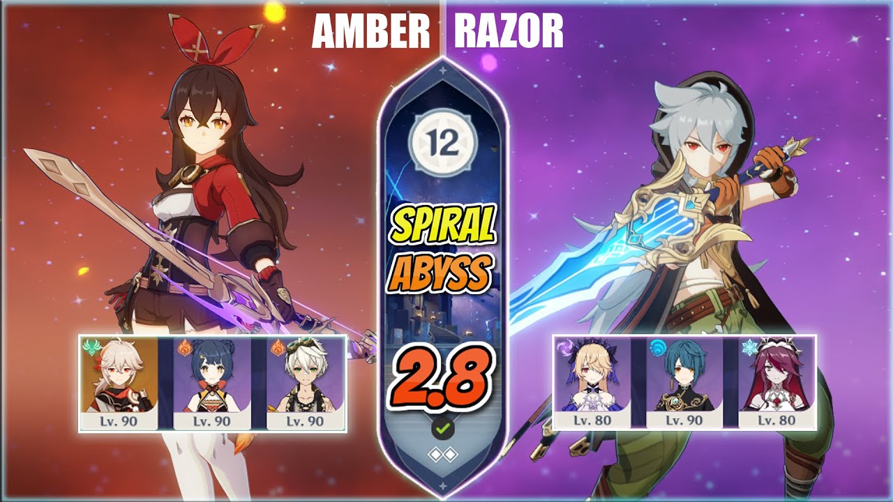 AMBER C6 & RAZOR C6 DESTROY SPIRAL ABYSS 2.8 | GENSHIN IMPACT - YouTube