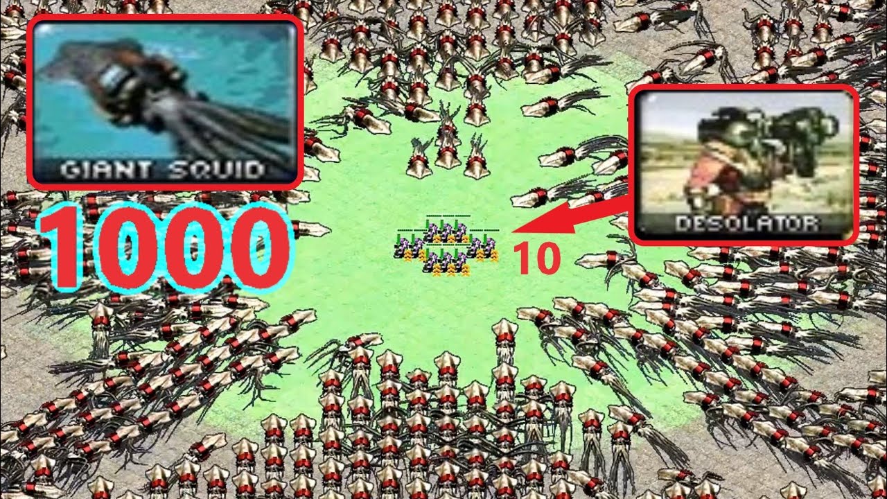 10 Desolators surrounded by 1000 Giant Squids - Red Alert 2 - YouTube