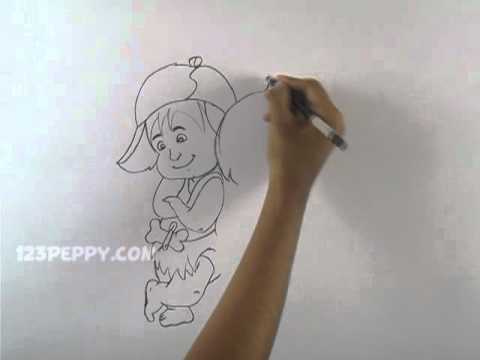 How to Draw a Pebbles & Bam Bam - YouTube