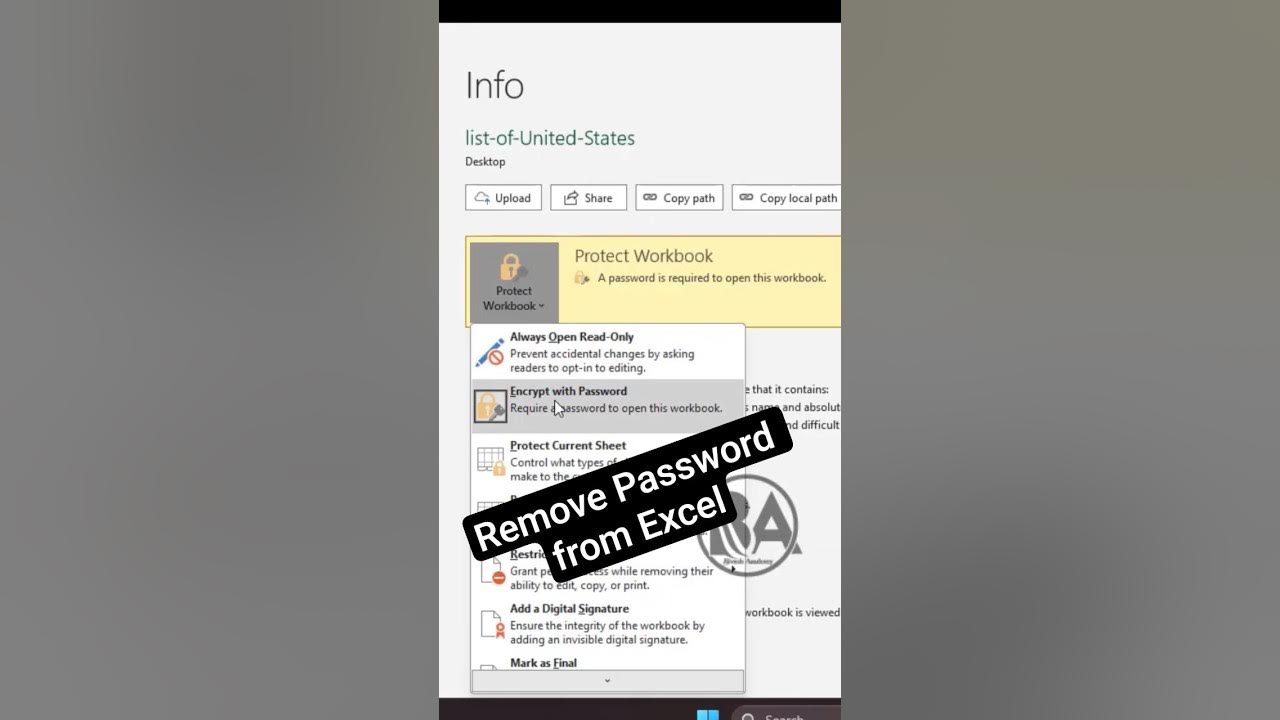 How to Remove Password Protection For Excel Workbook ll Remove Encryption Password ll Bivash ...