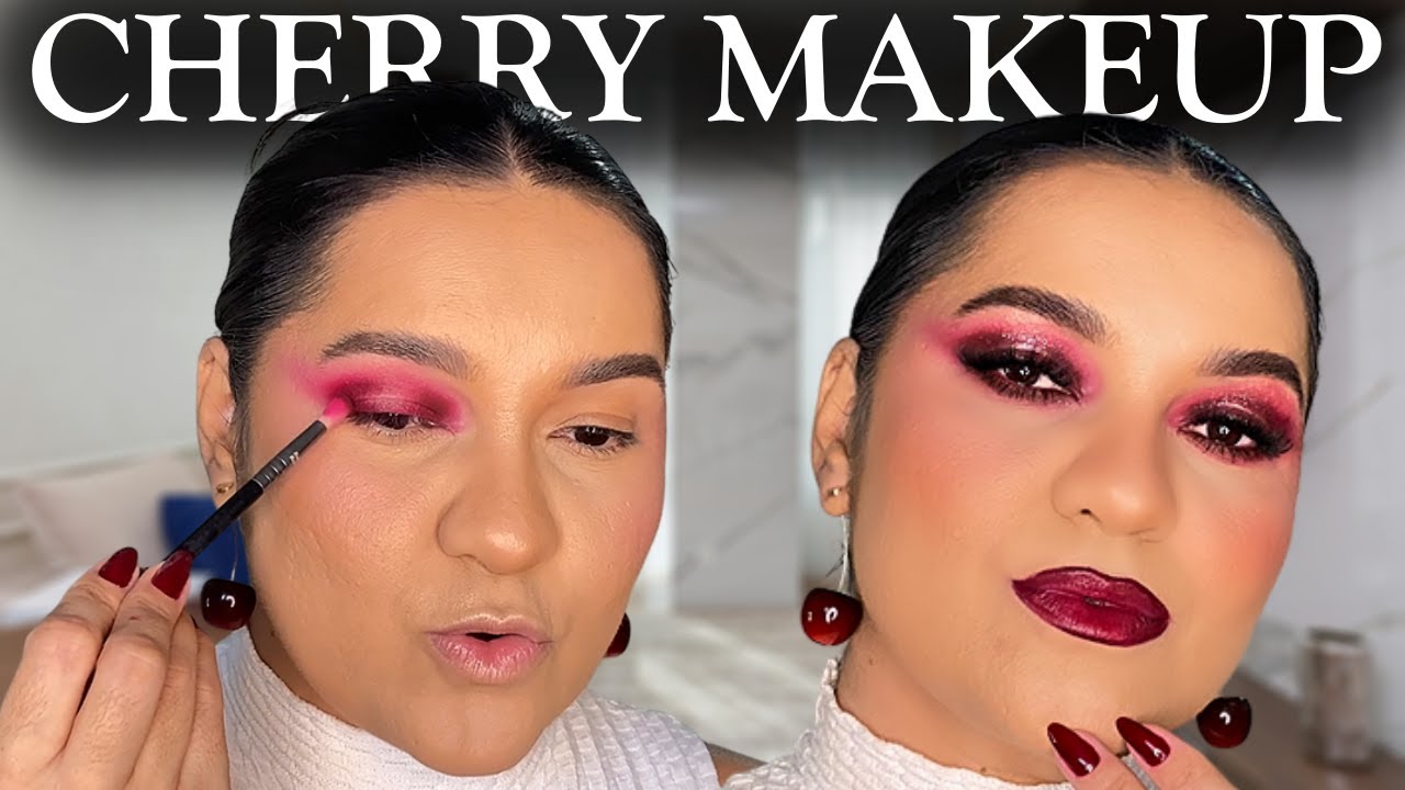 TUTORIAL DE MAQUIAGEM COM TONS CEREJA - CHERRY MAKEUP - YouTube