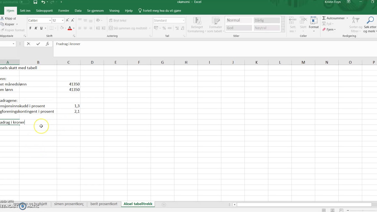 Skattetrekk med tabellkort - YouTube