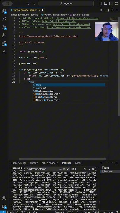 💡 Easily Access Yahoo Finance Data with Python! 🚀 #coding #programming ...