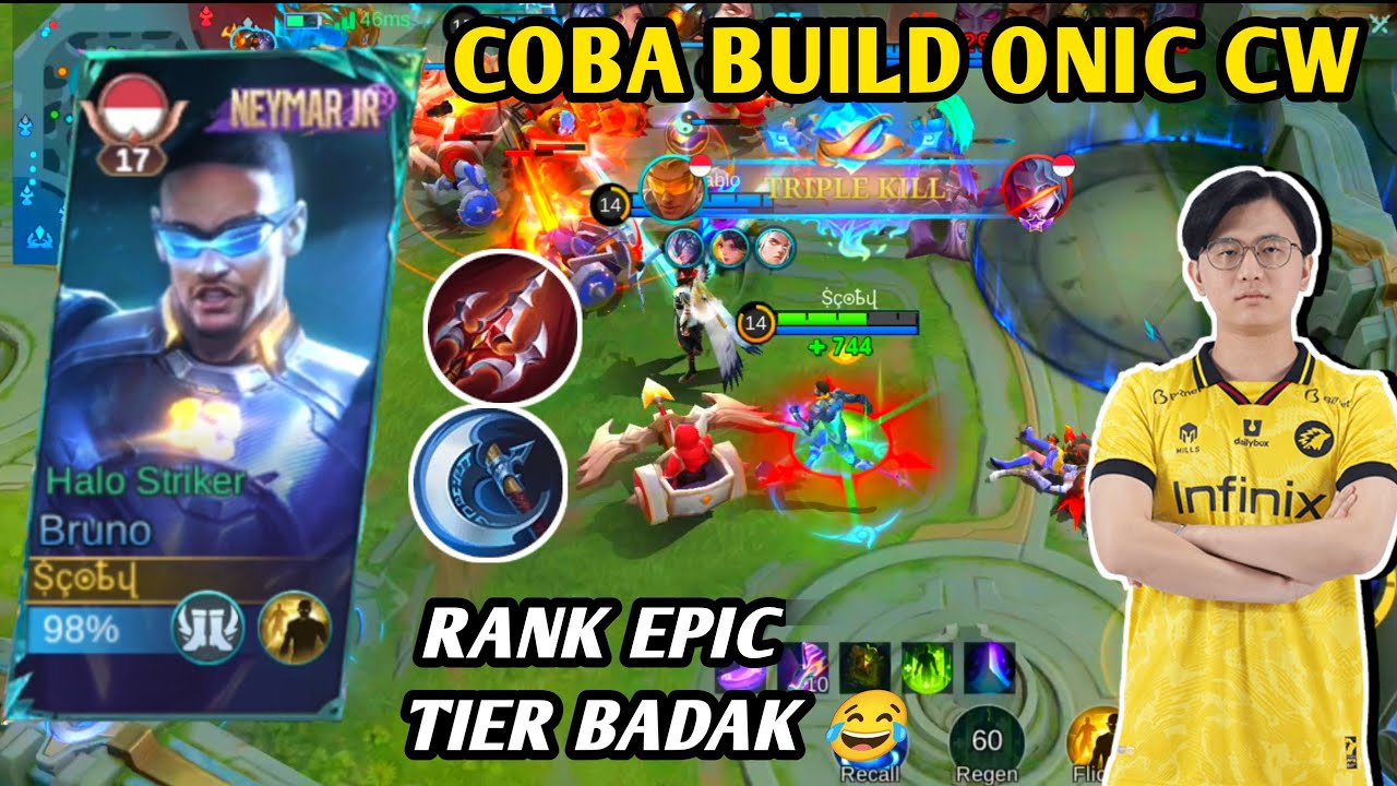 COBA BUILD ONIC CW - EPIC RANK TIER BADAK 😂 - BUILD BRUNO TERSAKIT ...