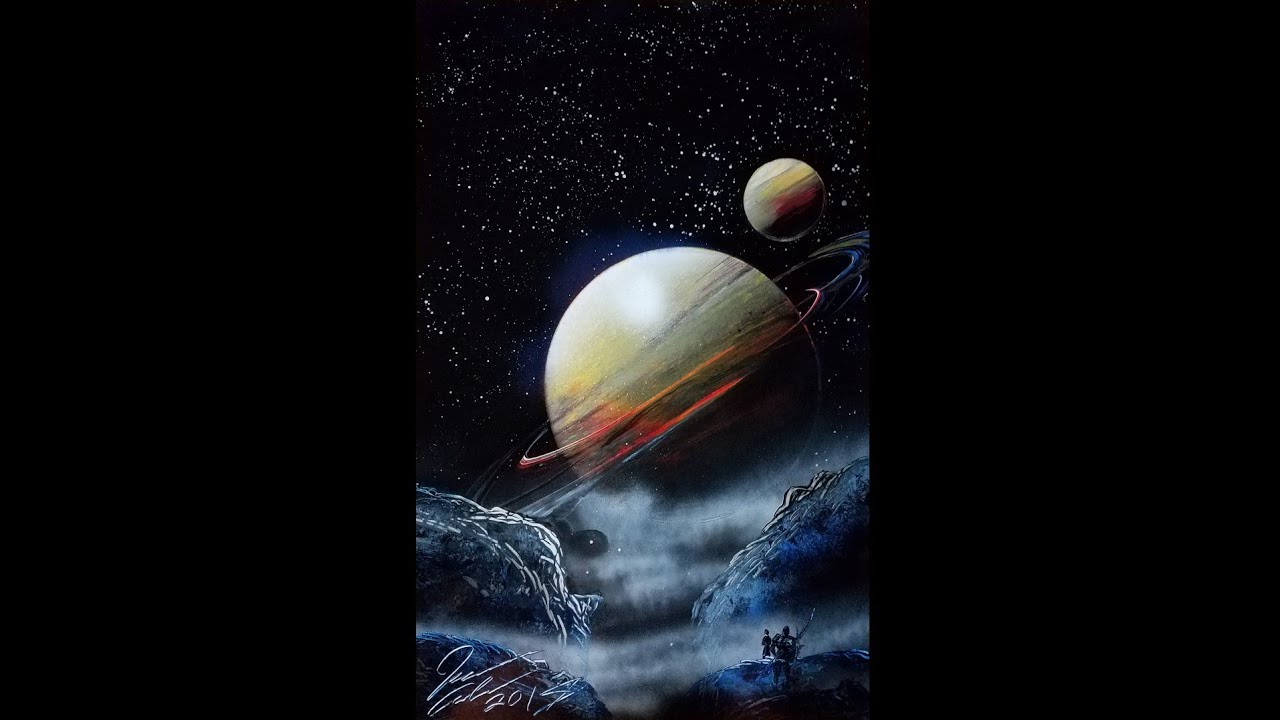 Saturn From Titan SPRAY PAINT ART TUTORIAL - YouTube