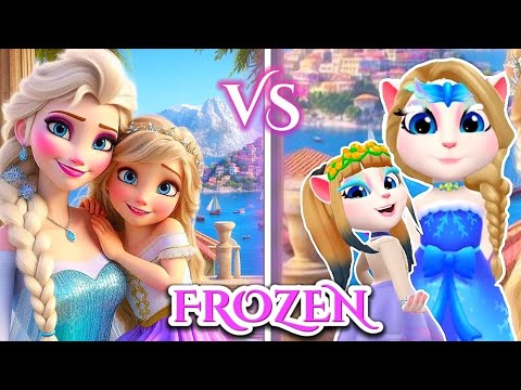 MY talking angela 2 Beautiful princess Elsa with a small cute princess ...