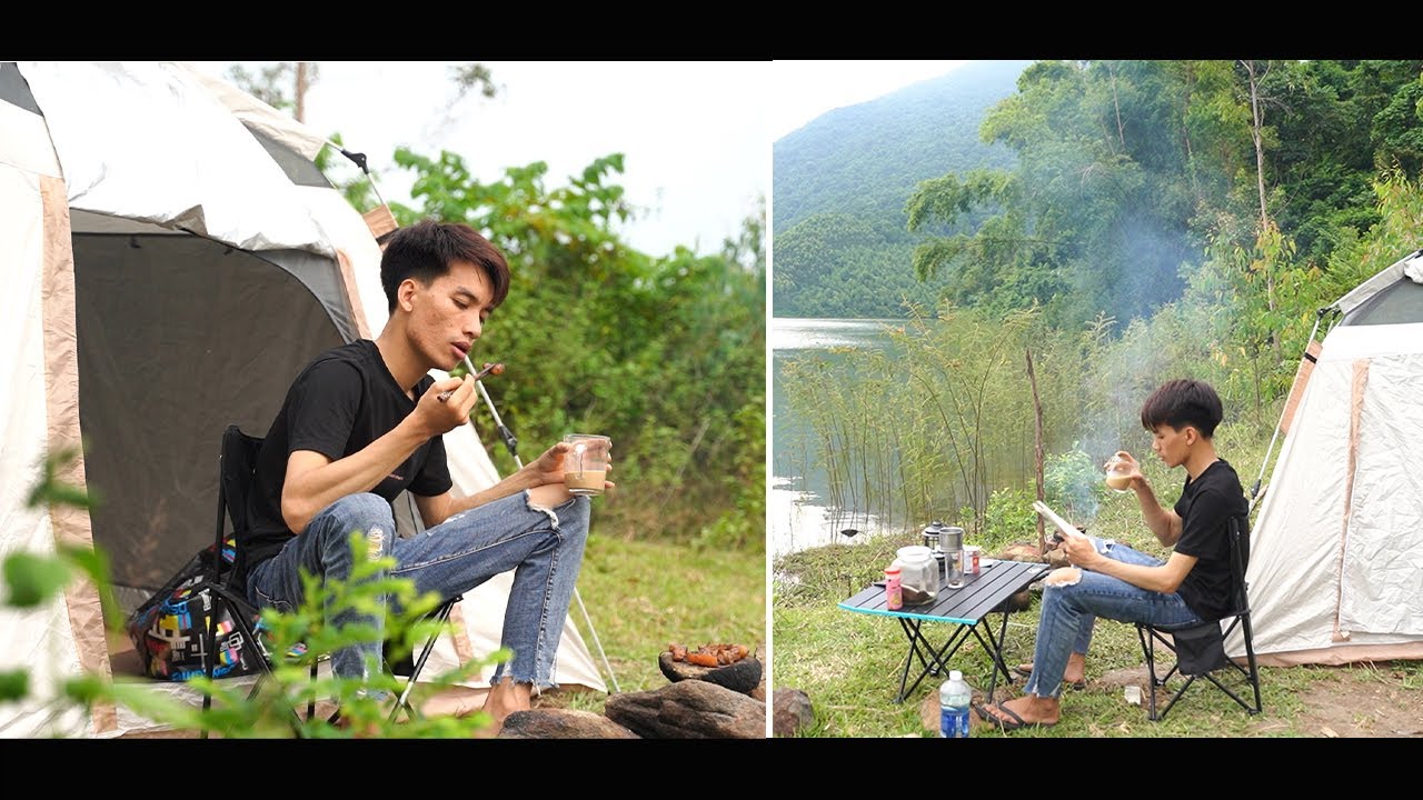 1 day set up a tent at the river bank and enjoy stone grilled meat ...