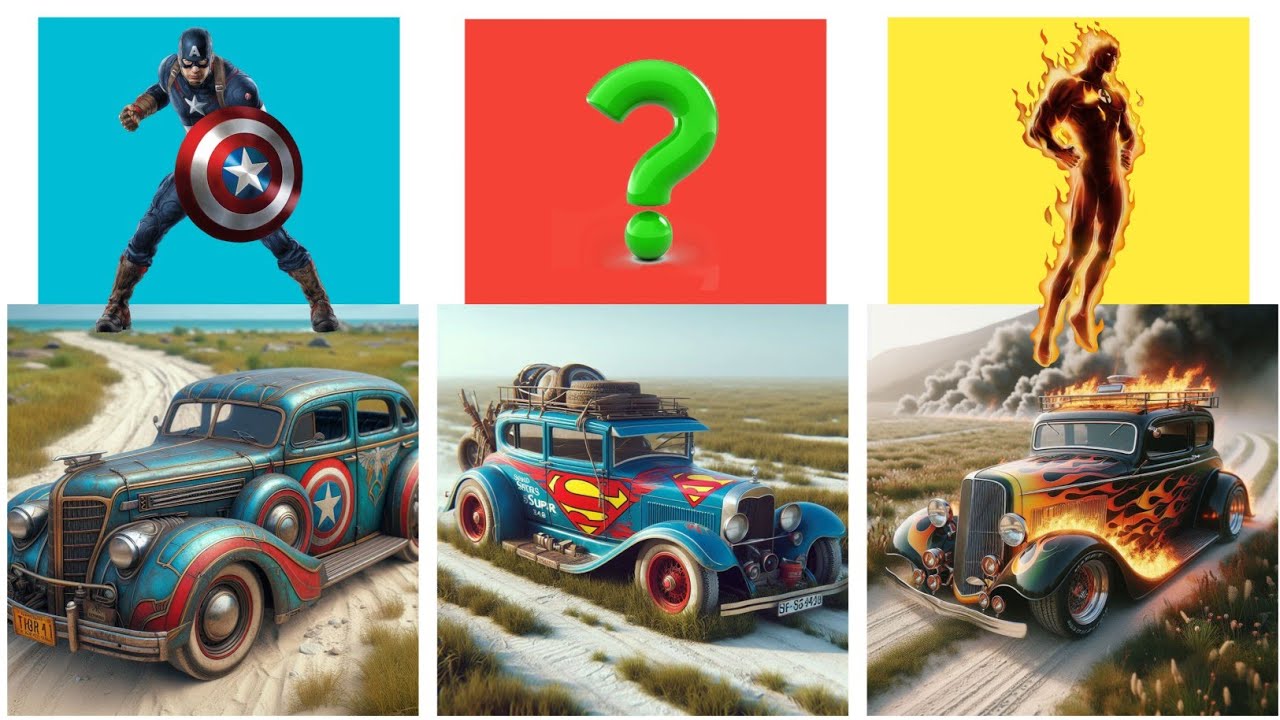 SUPERMAN As CLASSIC CAR 💥 All Characters Marvel & DC 💥 SUPERHERO ...