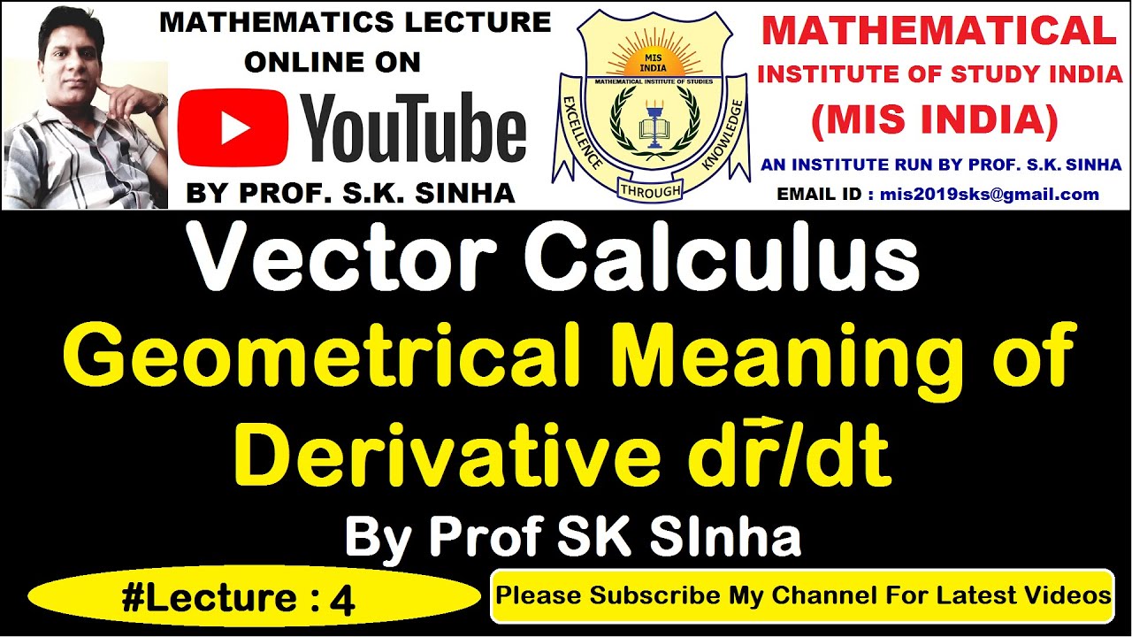Vector Calculus - Geometrical Meaning of Derivative dr/dt | By Prof SK ...