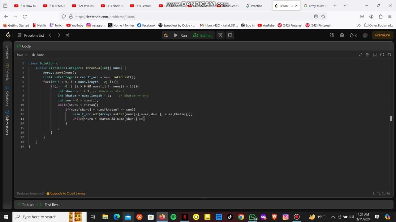 3sum Leetcode Medium Problem 15 Youtube