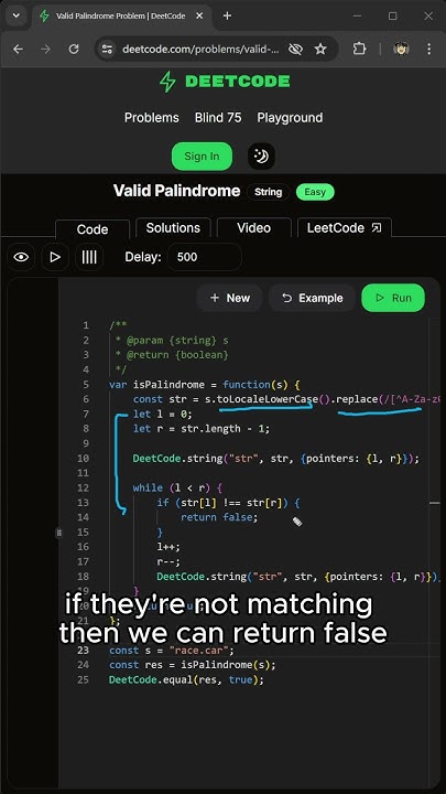 Deetcode Valid Palindrome Review And Visualize Leetcode 125